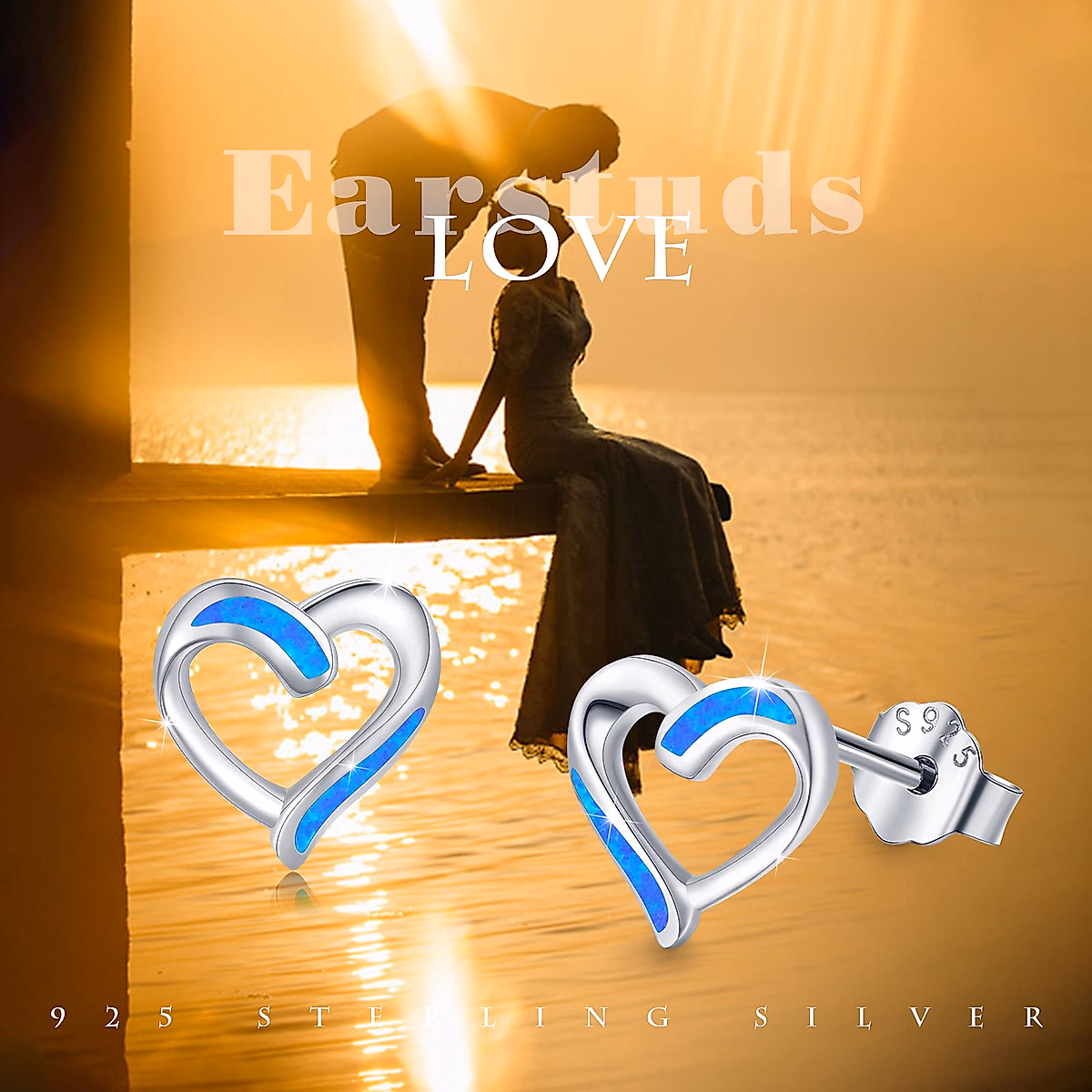 AOVEAO Heart Opal Earrings 925 Sterling Sliver Heart Stud Earrings Opal Earrings Hypoallergenic Opal Heart Jewelry Gifts for Women Girls