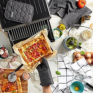 KitchenAid Onion Quilt KT OM PH Kitchen Towel, Oven Mitt & Potholder Set, Charcoal Grey