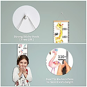 ASENART Growth Chart for Kids Roll-up Height Chart for Boys Girls Fabric Canvas Animal Height Measurement Ruler for Nursery Room Removable Wall Decor 79"x7.9"