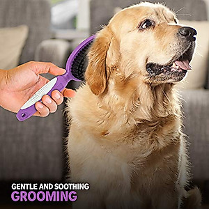 Soft Bristle Dog Brush For Short Haired Cats Or Dogs - Firm Bristles To Remove Dust, Dirt, And Loose Fur - Hook And Rubber Handle