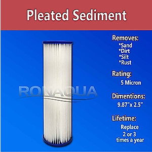 One Year Supply of Filters for System with Pleated Sediment Cartridge Amplified Surface Area, Removes Sand, Dirt, Rust, Extended Filter Life WELL-MATCHED with WHKF-WHPL, 801-50, WB-50W, SPC-25-1050