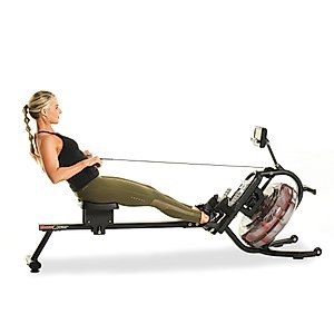 Fitness Reality 3000WR Bluetooth Water Rower Rowing Machine with HIIT Workout, Black