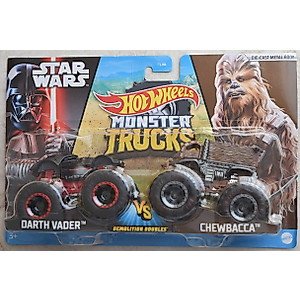 Hot Wheels Monster Trucks Darth Vader VS Chewbacca, [1:64 Scale] Demolition Double