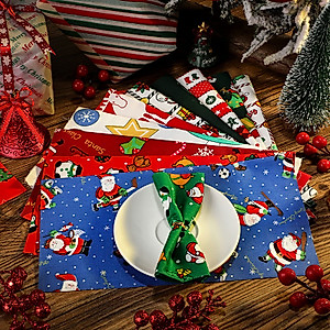 16 Pieces Christmas Fabric Fat Quarters Bundle Christmas Patterned Cotton Fabric Santa Claus Snowman Christmas Tree Print Quilting Fabric Cloth for Christmas Sewing Patchwork DIY Yard (10 x 10 Inch)