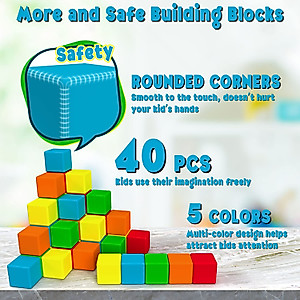 Dolanus Magnetic Blocks for Toddler Toys - 40 Pieces, Max Magnets Strong Magnetic Building Tiles for Kids, STEM Sensory Cube for Preschool, Gift for Boys Girls Age 3 4 5 6 7 Year Old, 1.0 Inch