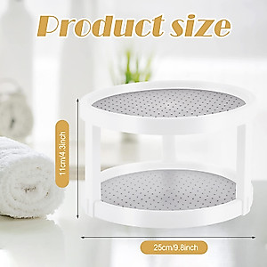 4 Pcs 2 Tier Non Skid Lazy Susan Turntable 10 inch Cabinet Organizer Plastic Lazy Susan Organizer Rotating Spice Rack Pantry Lazy Susan Organization and Storage for Kitchen Spices Condiments Fridge