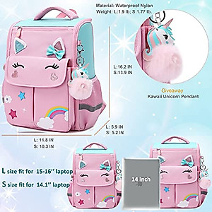 AO ALI VICTORY Unicorn Girls Backpacks for School Princess Bowknot Kids Bookbags Boys Dinosaur Backpack(Large, Pink)