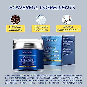 Ephraival Men's Eye Cream, Eye Cream for Dark Circles and Puffiness, Anti-aging Caffeine Eye Cream for Men, Brightens, Reduces Puffiness, Dark Circles, and Fine Lines, Eye Treatment for Men Women