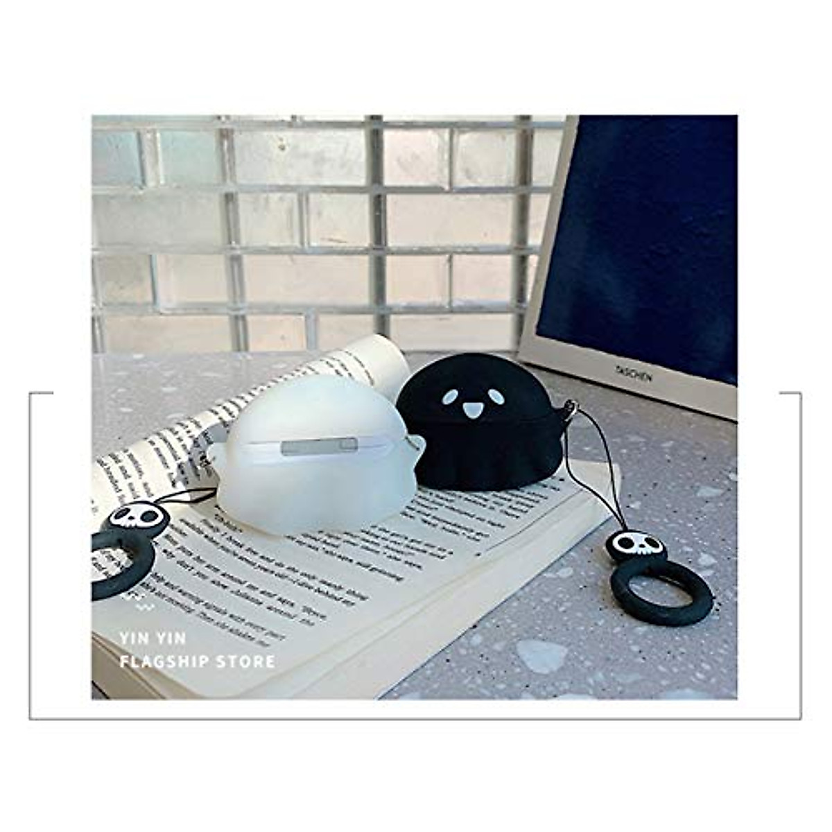 Airpods Pro Case, 3D Cute Cartoon Ghost Compatible with Apple Airpods 3&Pro, Airpods Pro Accessories Shockproof Protective Silicone Cover and Skin for Apple Airpods Pro Charging Case (Luminous Ghost)