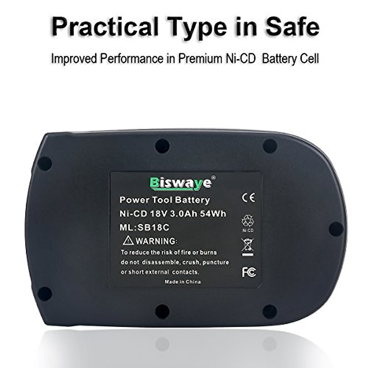 Biswaye 18-Volt Battery SB18C SB18A SB18B Compatible with Skil 18V Ni-Cd Cordless Tools 2810 2888 2887 2895 2897 2898 4570 5850 5995 7305 9350, 3.0Ah