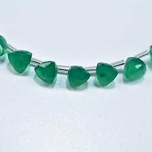 Natural Green Onyx Trillion Faceted Beads 7 mm 7 inch Long String Jewelry Making Gemstone Beads for Necklace Bracelet