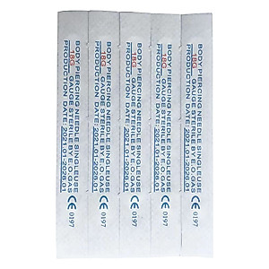 Shuiniba 18G 5 Pieces Body Ear Navel Nose Lip Nipple Piercing Needles