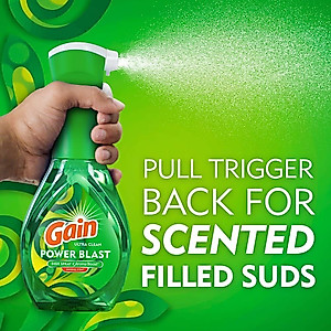 Gain Powerblast Dish Spray, Dish Soap, Original Scent Bundle, 1 Spray (16oz) + 3 Refills (16oz each)