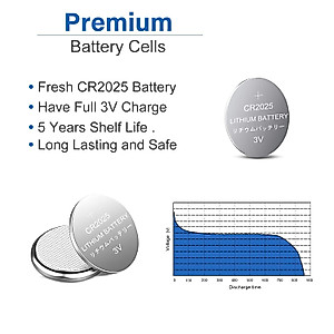 Beidongli CR2025 Battery 3V Lithium Battery Coin Button Cell 20 Pack 【5-Year Warranty】