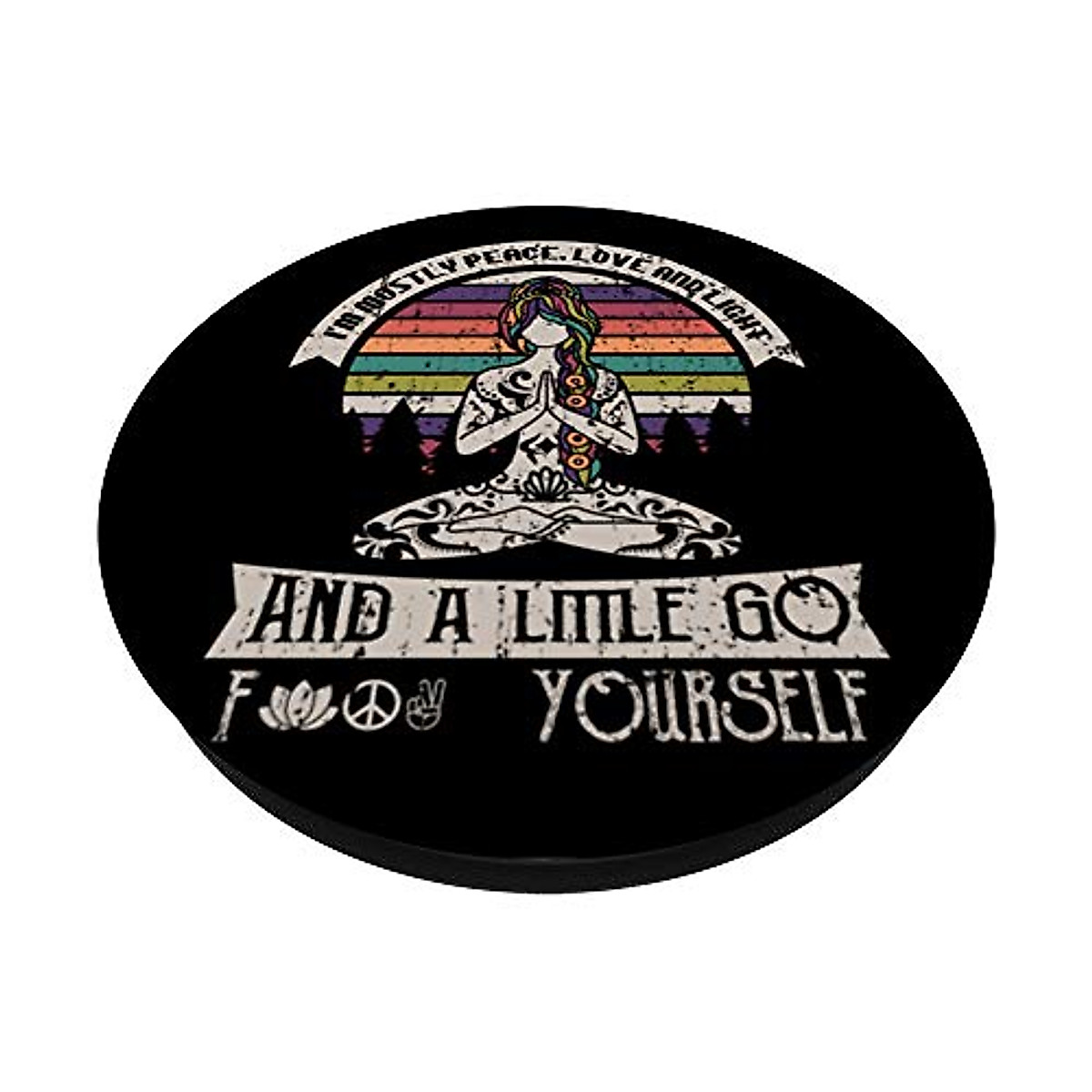 I'm Mostly Peace Love And Light Yoga Tattooed PopSockets Swappable PopGrip