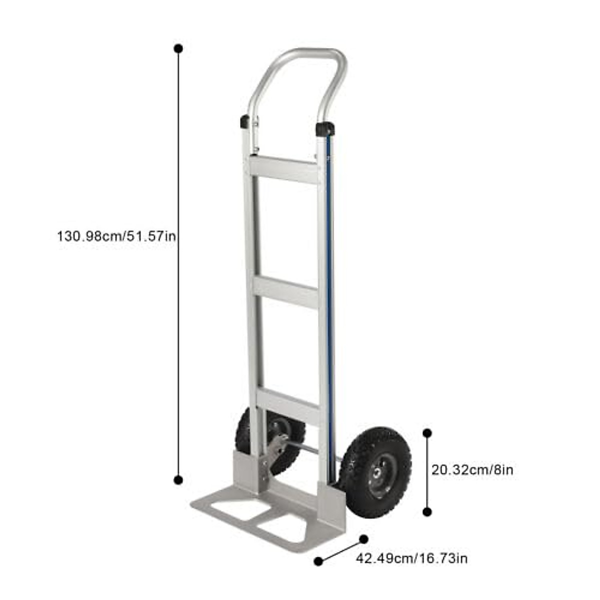 LUNUMAOS Hand Trunk Dolly Silver Aluminum Alloy Modern Desgin Industrial Moving Trolley Heavy Duty Dolly Cart 440 lbs with 2 Wheels for Warehouses