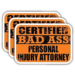 (x3) Certified Bad Ass Personal Injury Attorney Stickers | Cool Funny Occupation Job Career Gift Idea | 3M Sticker Vinyl Decal for Laptops, Hard Hats, Windows, Cars