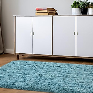 Vasofe Soft Turquoise Green Fluffy Runner Rug 2x6 Shag Bedroom Rug, Fuzzy Living Room Rug for Boys Girls, Plush Nursery Rugs for Dorm, Classroom, Teens, Shaggy Furry Throw