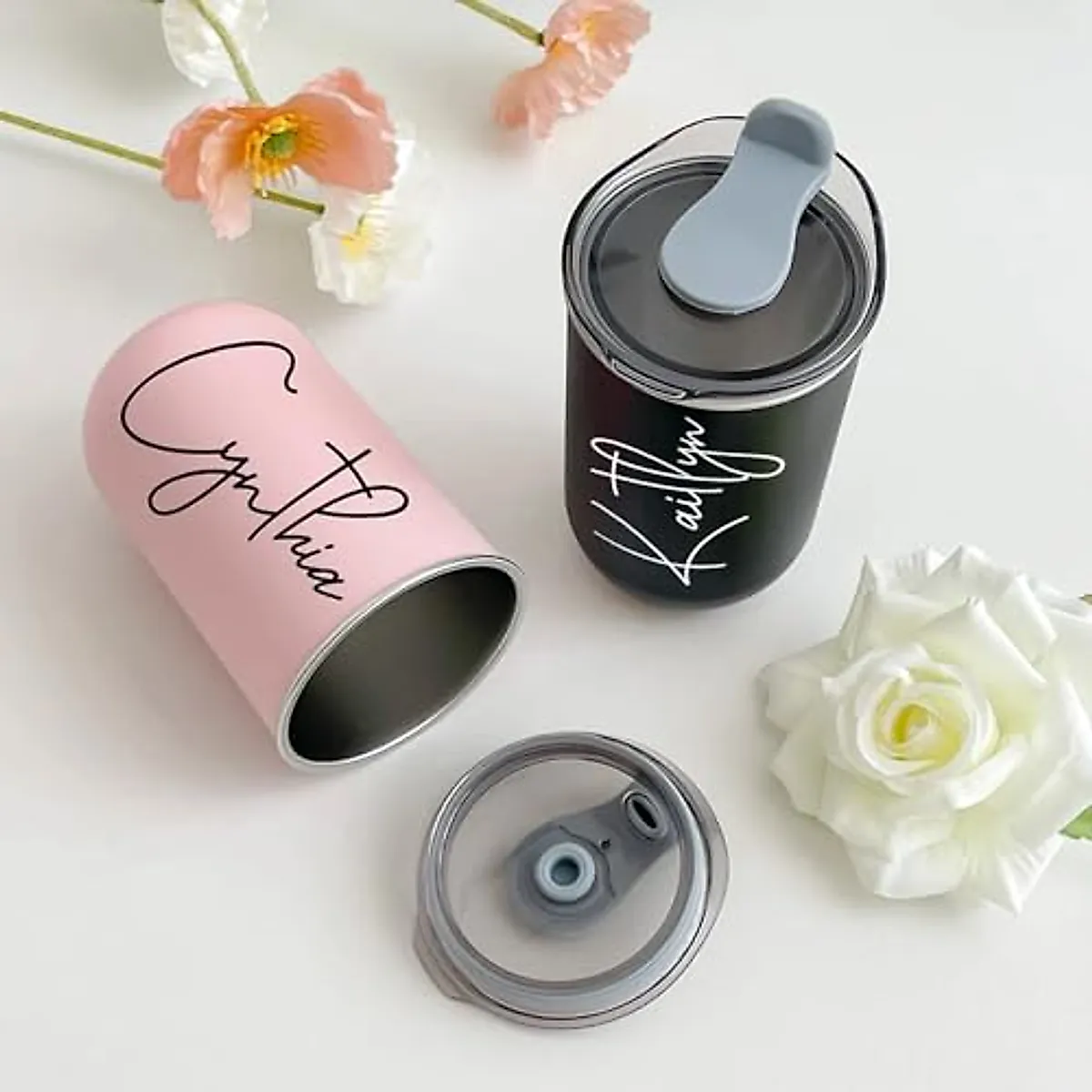 Custom Insulated Coffee Tumbler, 10oz Engraved Stainless Steel Coffee Mug, Personalized Mug with Lid, Spill Proof, Hot Beverage and Cold, Portable Thermal Cup, Ideal Customized Gift for Women, Men