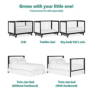 Dream On Me Carter 5-in-1 Full Size Convertible Crib / 3 Mattress Height Settings/JPMA Certified/Made of New Zealand Pinewood/Sturdy Crib Design, Black & White