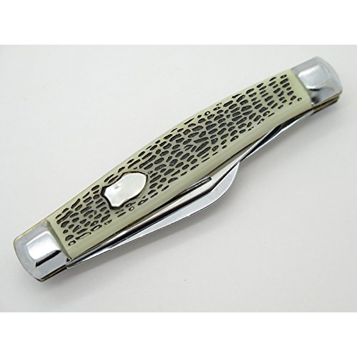 Artist Unknown Vintage Old Stock 1980s Made In China Snake Skin Stockman Folding Pocket Whittler Knife