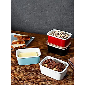 Airtight Better Dish with Lid for Countertop, Large Butter Dish with Cover, Porcelain Butter Keeper for East West Coast Butter and 8oz Butter, White - Better Butter