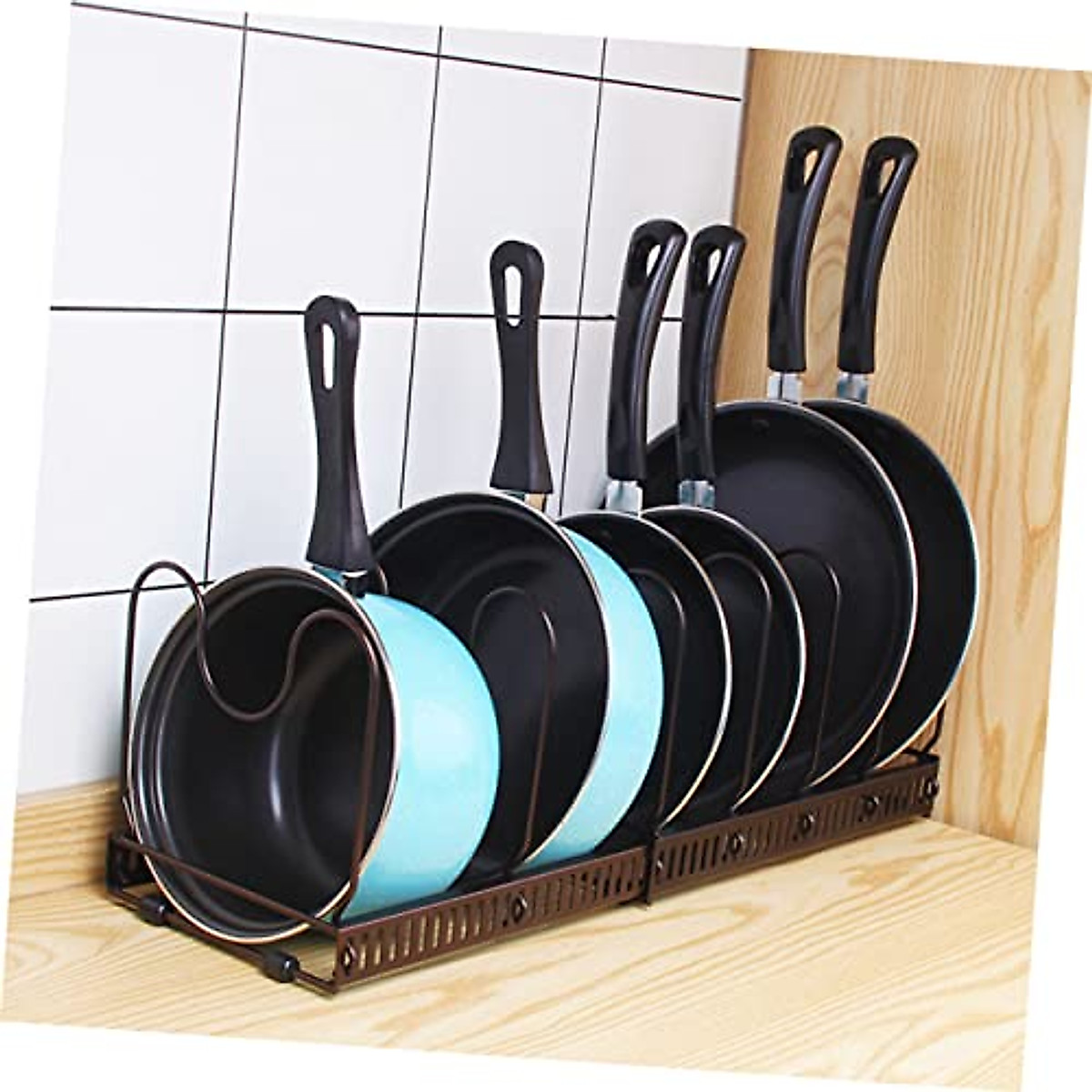 GANAZONO 1pc Desk Top Organizer Dish Storage Rack Cutting Board Holder Stand Expandable Pot Organizer Metal Dish Drying Stand Pan Lid Organizer Expandable Pan Organizer Pot Storage Flat