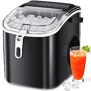 Xbeauty Countertop Ice Maker Machine 6-Minute Fast Bullet Ice Simple Handle Automatic Cleaning Suitable for Household Small Student Dormitory and Bar Party-Black