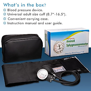 NOVAMEDIC Professional Black Adult Size Blood Pressure Machine, 8.7”-16.5", Aneroid Sphygmomanometer Medical Supplies, Manual Emergency BP Monitor for High Blood Pressure with Carrying Case