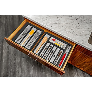 madesmart Expandable Silverware Tray - Granite | CLASSIC COLLECTION | 8-Compartments | Kitchen Organizer | Soft-Grip Lining | Easy to Clean | BPA-Free