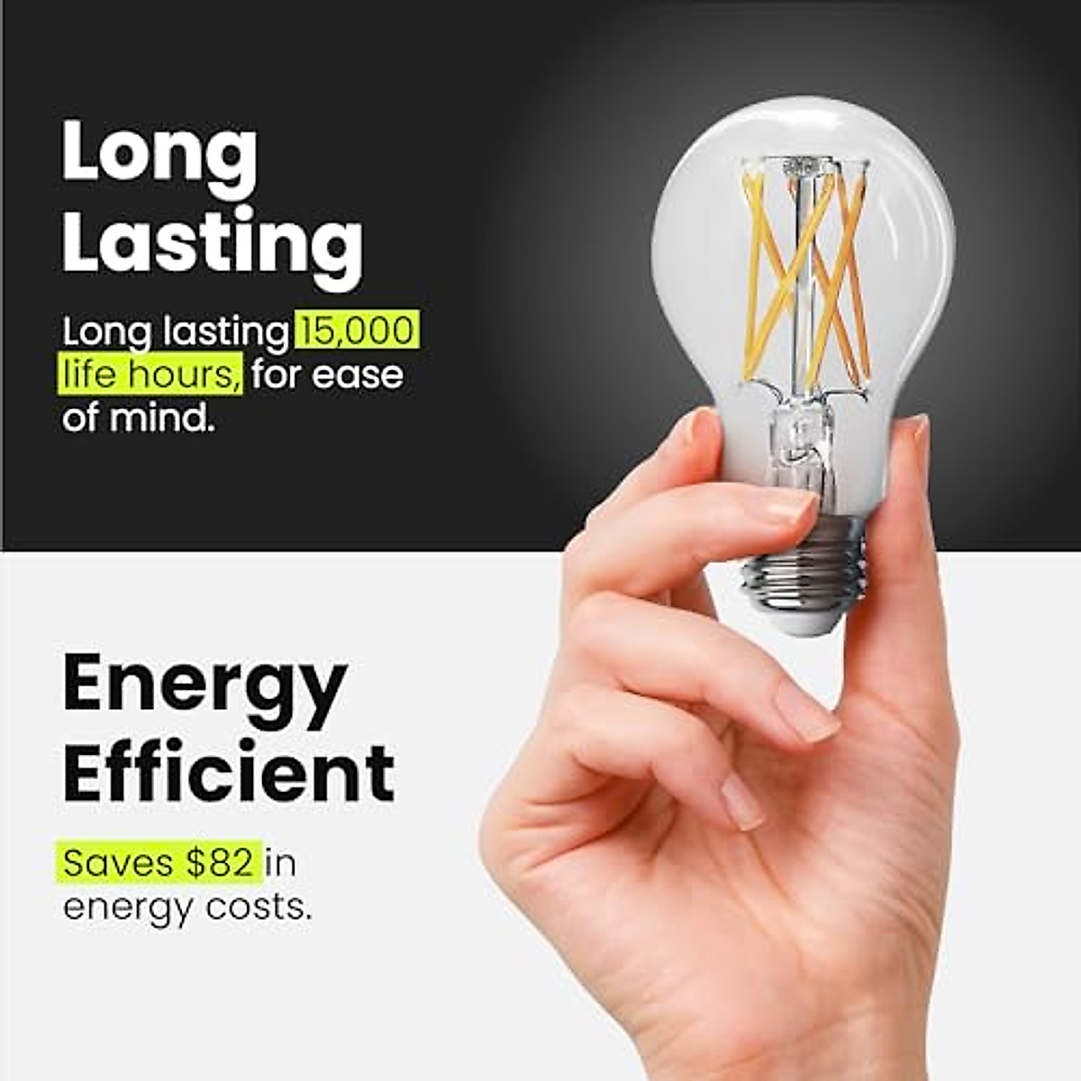 Feit Electric LED Clear A19 Medium Base Light Bulb - 40W Equivalent - 15 Year Life - 450 Lumen - 2700K Soft White - Dimmable | 4-Pack