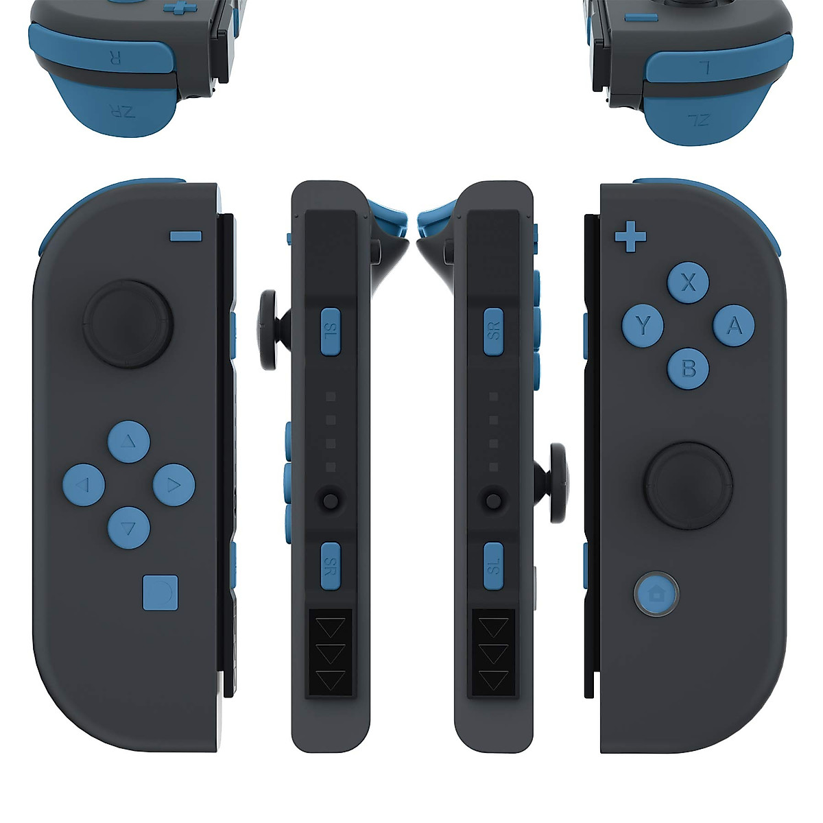 eXtremeRate DIY Full Set Buttons for Nintendo Switch & Switch OLED, Custom Replacement Buttons for JoyCon, ABXY Direction Keys SR SL L R ZR ZL + - Home Capture Trigger Buttons Springs - Airforce Blue