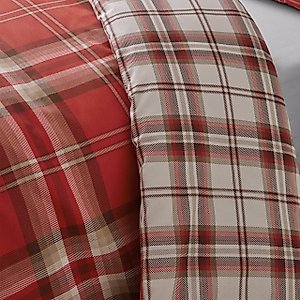 EDINBURGH FULL RED TARTAN PLAID REVERSIBLE COTTON DUVET SET QUILT COVER
