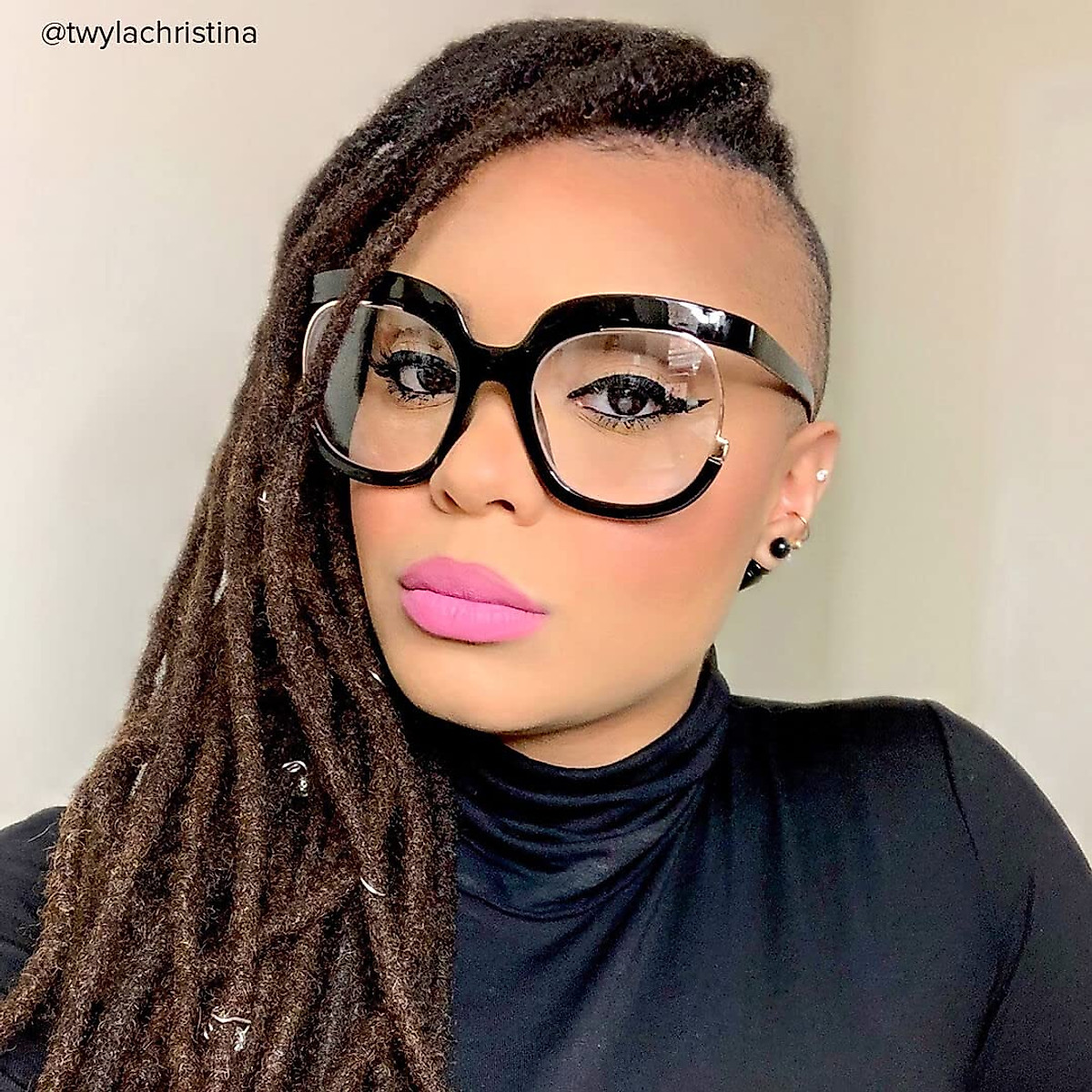 VOOGLAM Oversized Black Square Eyeglasses Glasses for Women with Clear Lens Fredia OX739865-03