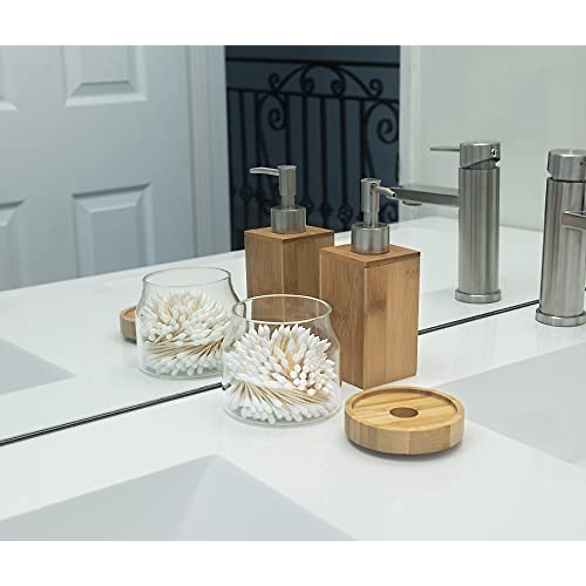 Evriholder Glass Container Cotton Swab Canister, White