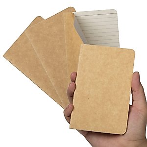 TWONE Pocket Notebook, 4 Pack Softcover Small Notebook for Taking Notes, Ruled Paper, 30 Sheets, 3-1/2” x 5-1/2”, Kraft Brown Cover