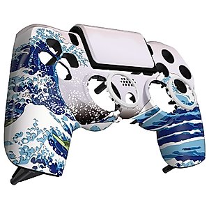 eXtremeRate The Great Wave Ghost Replacement Faceplate Touchpad Cover, Redesigned Housing Shell Case Touch Pad Compatible with PS4 Slim Pro Controller JDM-040/050/055 - Controller NOT Included
