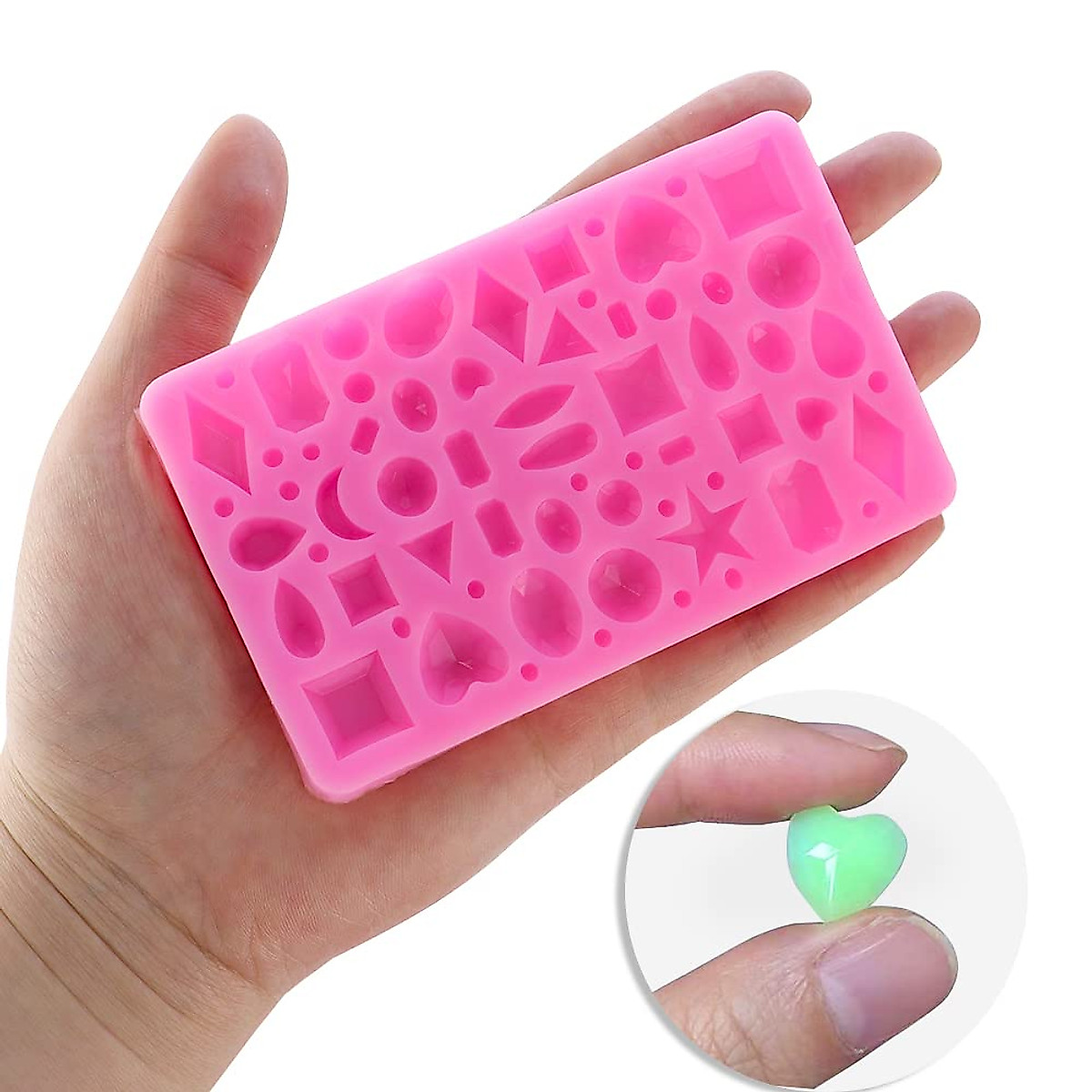 2 Pieces Silicone Gummy Candy Molds Gems Shape Christmas Molds Heart Shape Christmas chocolate Molds Star Shape Fondant Molds Resin Silicone Molds for Cake Chocolate Jelly Ice Cookies