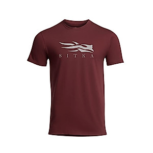 SITKA Gear Men's Pima Cotton Short Sleeve Lightweight Everyday Icon Tee Shirt, Dark Red, M