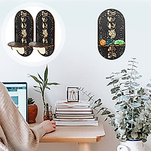 ABOOFAN 2pcs Crystals Wall Display Crystal Holder Wall Mount Display Shelf Bohemian Moon Phrase for Crystals Gems Divination Wiccan Altar Supplies