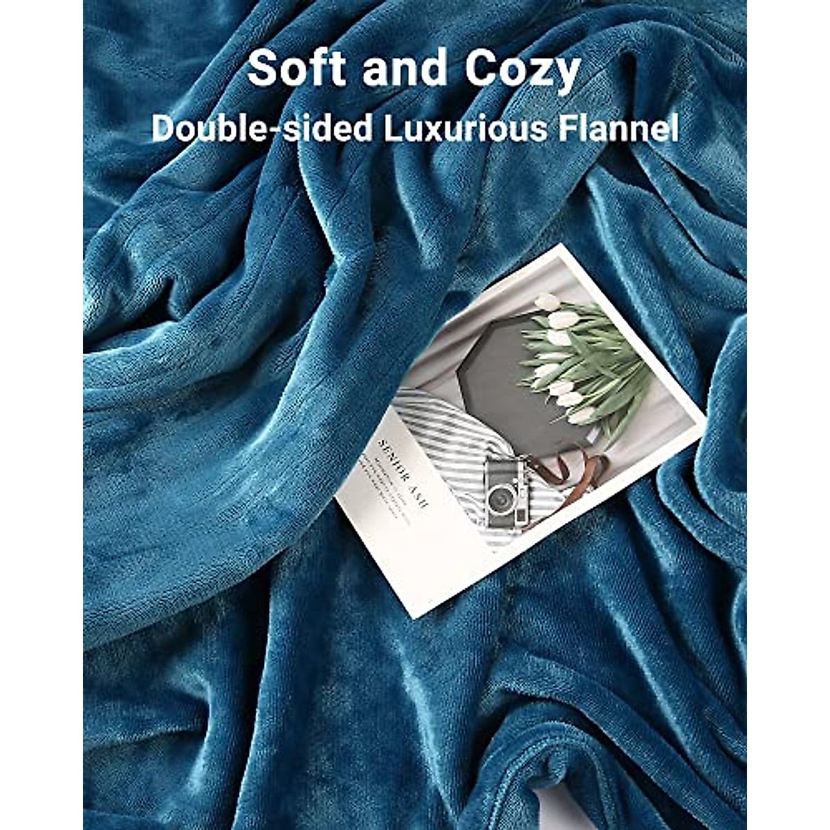 SUNNY HEAT Electric Blanket 62 x 84 Inches Heated Reversible Flannel Blanket Twin Size with 10 Hours Auto Off & 4 Temperature Levels & ETL Certification, Home Office Use & Machine Washable, Teal