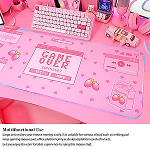 JMIYAV Pink RGB Gaming Mouse Pad 31.5x12 Inch PC XL Large Extended Glowing Led Light Up Desk Pad Non-Slip Rubber Base Computer Mouse Pad Cute Mousepad Mat 31.5x12 Inch