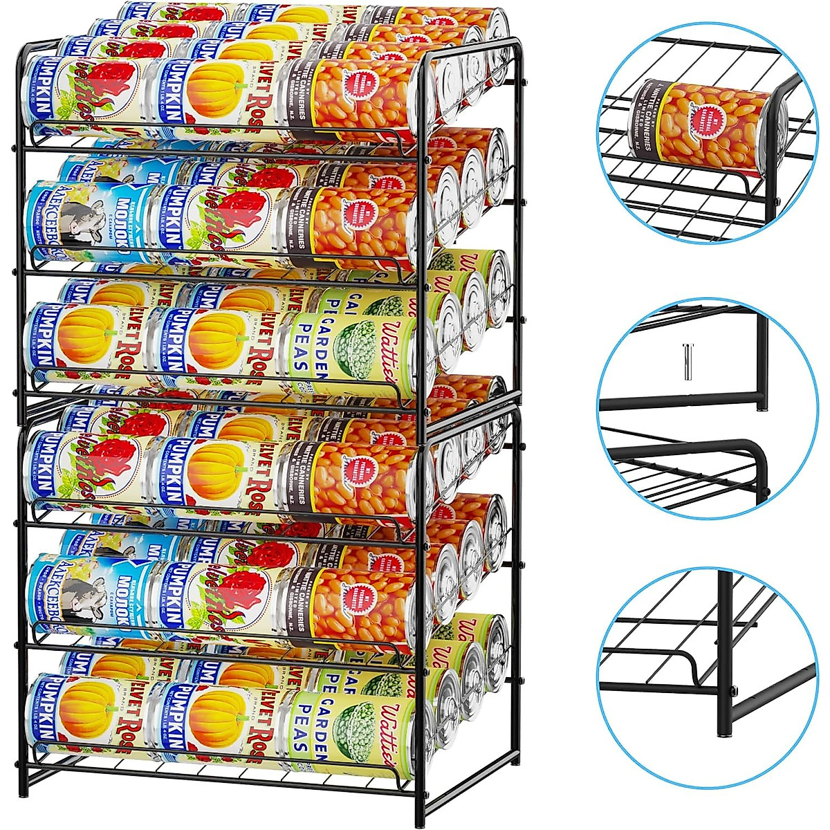Simple Trending Can Rack Organizer, Stackable Can Storage Dispenser Holds up to 36 Cans for Kitchen Cabinet or Pantry, Black