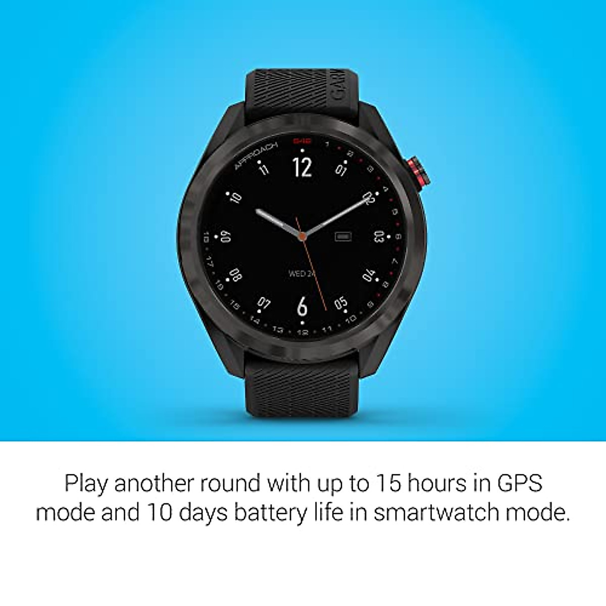 Garmin Approach S42, GPS Golf Smartwatch, Lightweight with 1.2" Touchscreen, 42k+ Preloaded Courses, Gunmetal Ceramic Bezel and Black Silicone Band, 010-02572-10