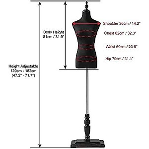 Tailors Dummy Mannequins Female Mannequin Dress Form Torso Female Mannequin with Wooden Stand, Adjustable Height Dress Form for Women's Clothing Dressform Mannequin