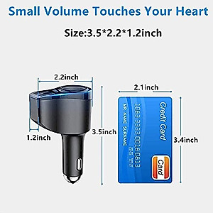 4 in 1 USB C Car Charger, 48W Multi USB Cigarette Lighter Adapter, Socket Splitter with 3 USB Ports, 12V/24V Dual USB Type C PD Fast Car Charger Adapter for iPhone 14/13/12/11,iPad,Samsung,LG,GPS