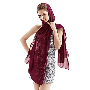 Alivila.Y Fashion Womens Chiffon Scarf Wrap Bridal Wedding Scarves Shawl for Bridesmaid-Burgundy Chiffon