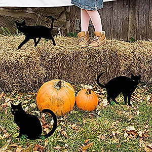 Halloween Yard Signs Stakes Outdoor Decorations - 3PCS Black Cat Lawn Decorations Signs for Garden Yard Scary Halloween Witch Decorations Outside