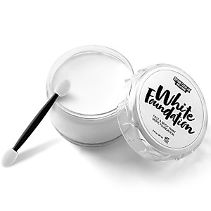 Spooktacular Creations Halloween 2 Oz White Face Body Paint Makeup Foundation Cream for Adult and Kids, Waterproof Body Paint with Makeup Brush for Stage, Film, Clown, SFX Cosplay