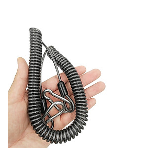 10ft-150LB Retractable Fishing Coiled Lanyard Stainless Steel Inside Heavy Duty Fishing Safety Rope Rod Leash Extension Cord Tether for Deep Sea Fishing Tools Rod Kayak Paddles